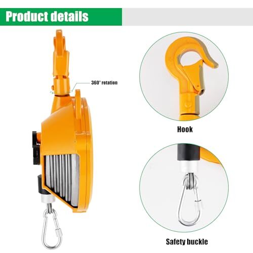 Retractable Spring Balancer Hanging Tool Spring 3~5kg(6.6~11lbs) Yellow ...