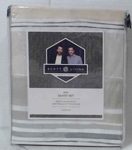 NEW Scott Living Channing Cotton Sateen 3-Piece Duvet Cover Set King ...