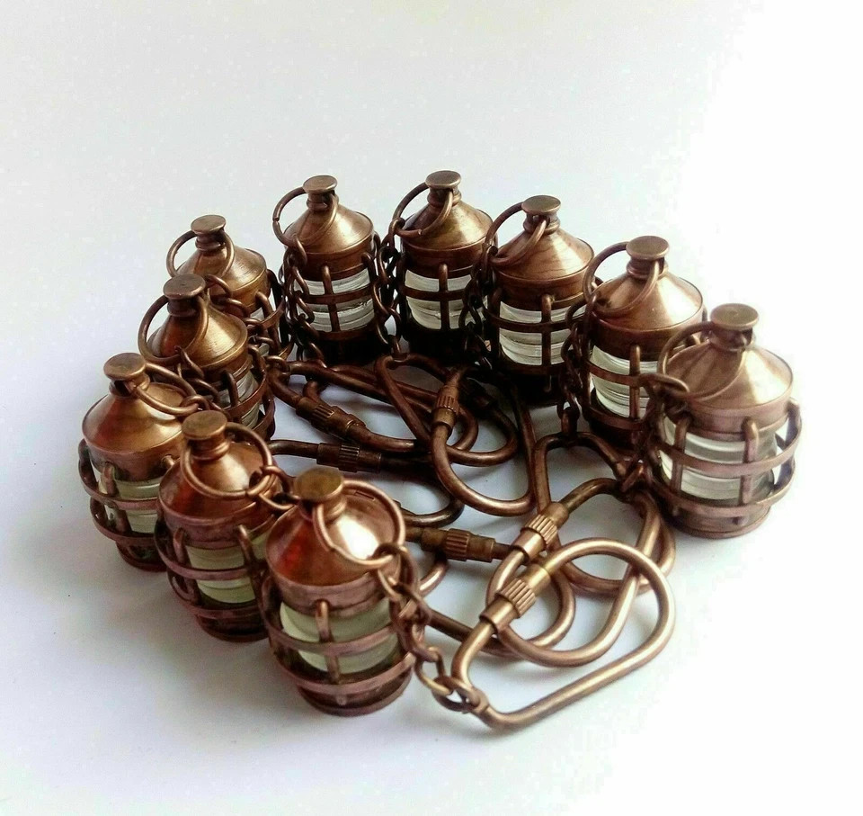 Brass Lantern Keychains – Set of 100 Vintage Steampunk Lamp Key Rings ...