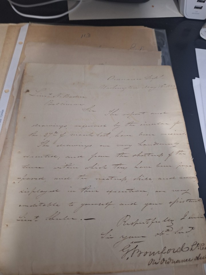 2 Letters 1823 Written And Signed By Colonel George Bomford Ordance ...