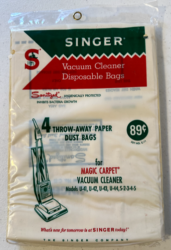 Vintage Singer Vacuum Cleaner NEW NOS 4 Disposable Bags Magic Carpet ...