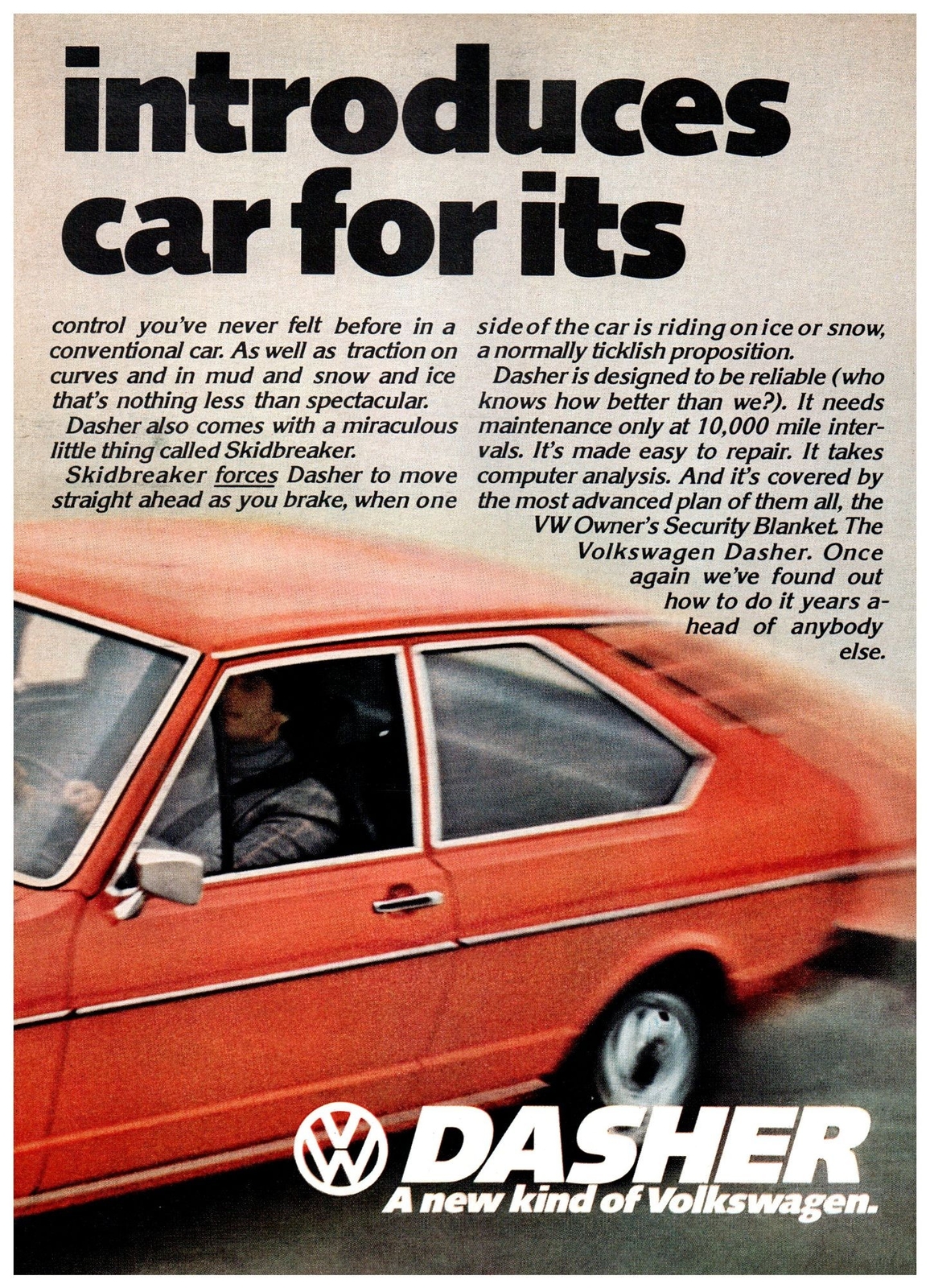 1974 VW Dasher Red Hatchback 2 Page Vintage Print Ad New Kind of ...