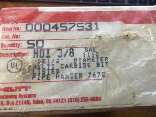 HILTI 457531 3/8" Drop-In Flush Threaded Concrete Anchors 50 Piece for ...