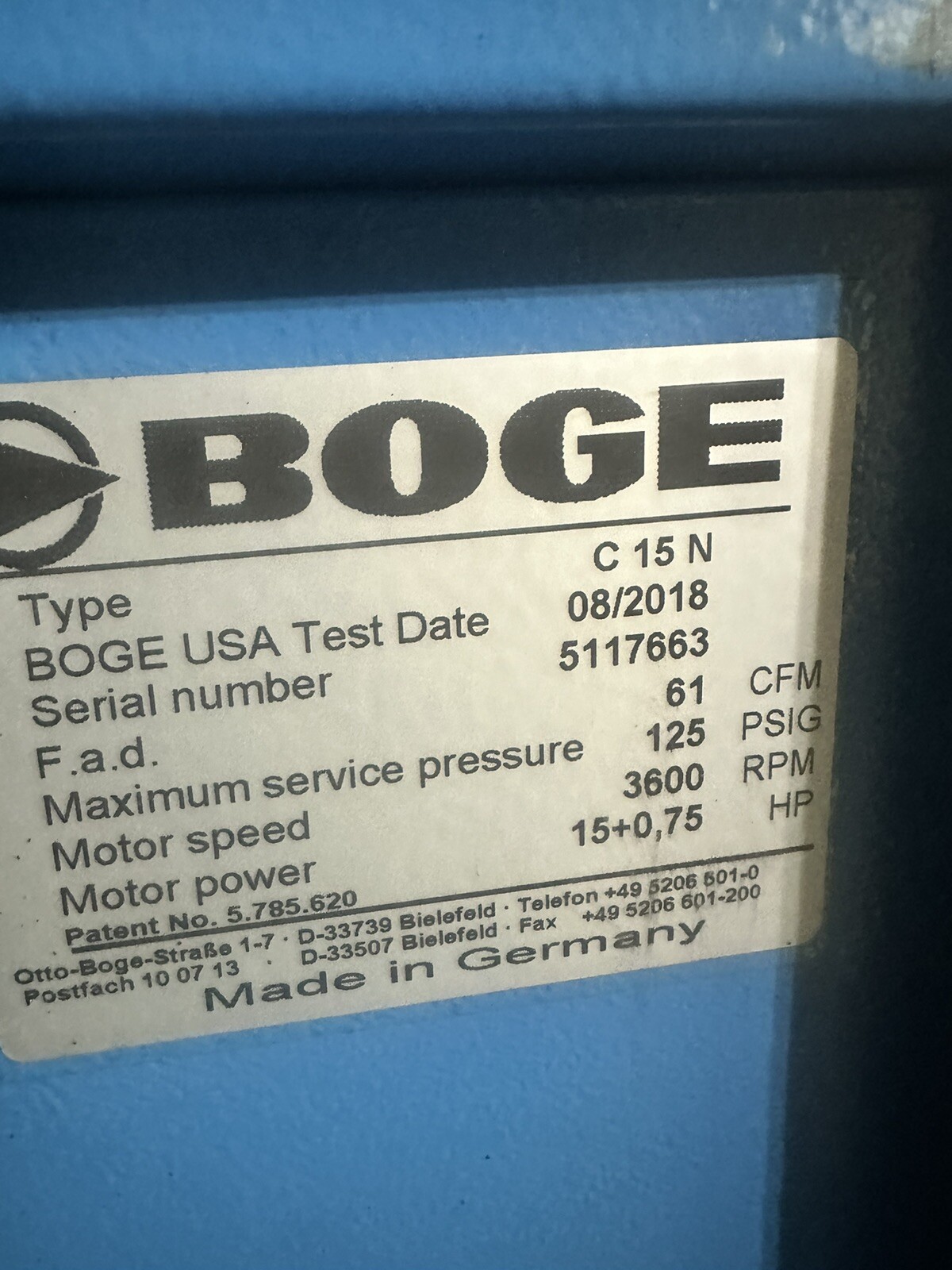 BOGE C 15 N BASE MOUNTED SCREW COMPRESSOR With Tank and Oil Regulators ...