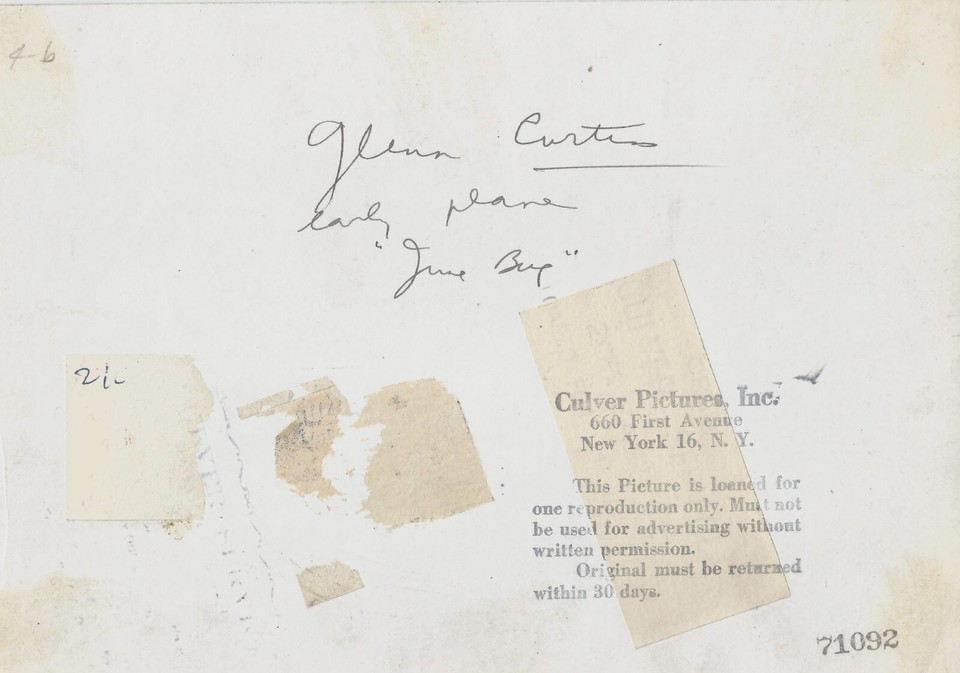 Glenn Curtiss Original 6.25x9.25 JUNE BUG American PIONEER Era BIPLANE ...