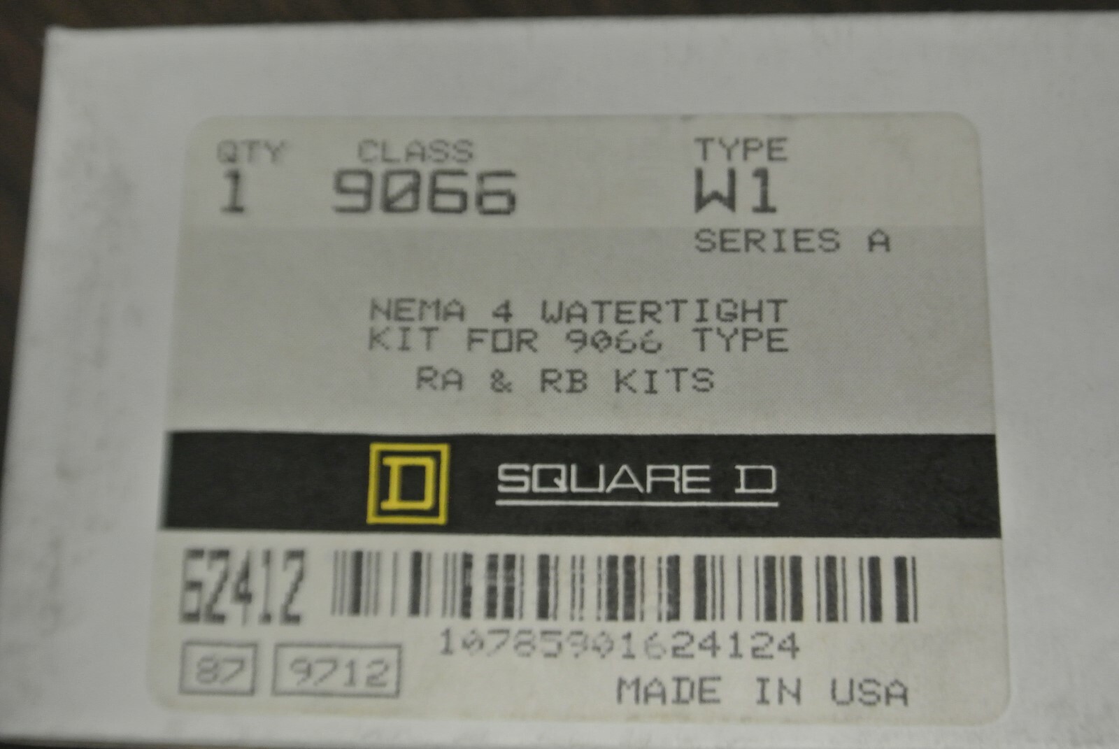 SQUARE D / 9066 W1 / NEMA 4 WATERTIGHT KIT for 9066 RA & RB KITS / NEW ...