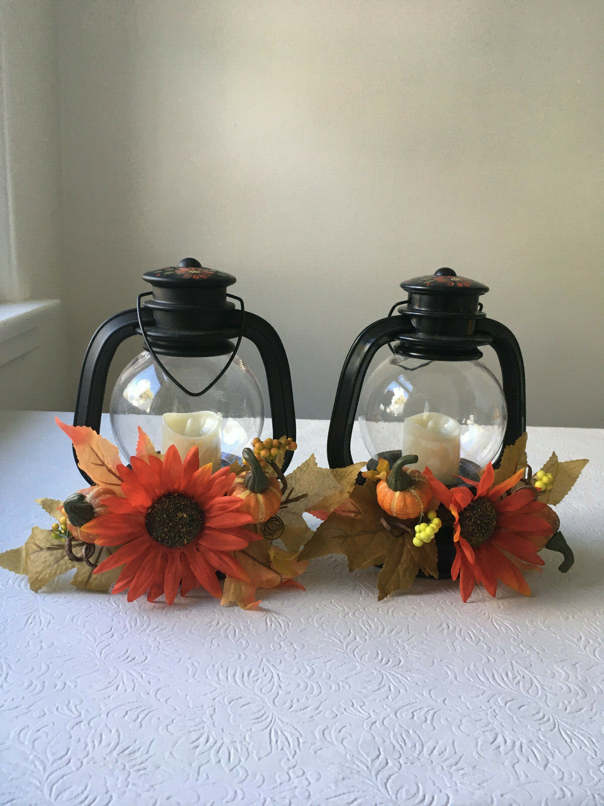 Autumn Fall Thanksgiving Farm-Style Candle Lantern S/2 | eBay