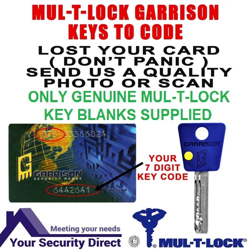 Mul-T-Lock Garrison 7x7 Keys Cut to Code or Quality Photo/Scan | eBay UK