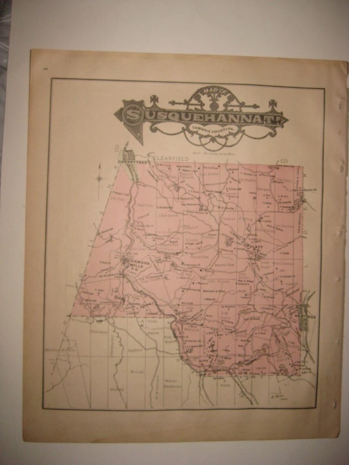 ANTIQUE 1890 SUSQUEHANNA CONEMAUGH TOWNSHIP CAMBRIA COUNTY PENNSYLVANIA ...