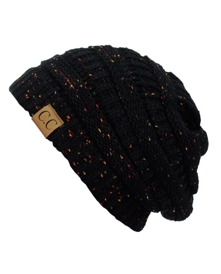 NEW! Genuine CC Beanie Colorful Confetti Soft Stretch Cable Knit Slouch ...