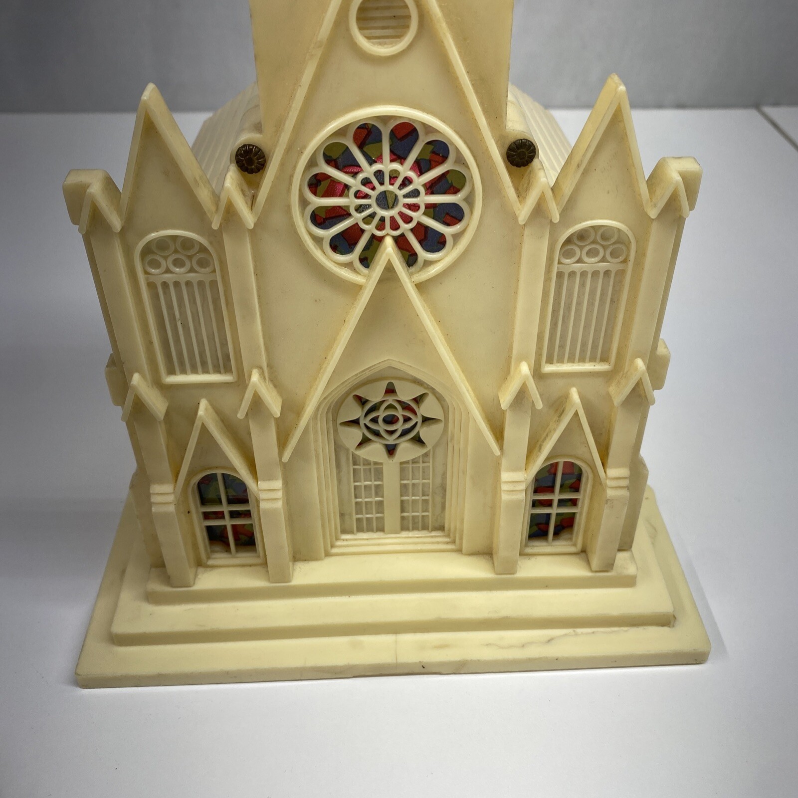 Vintage RayLite Plastic Stained Glass Church Music Box Oh Come All Ye ...