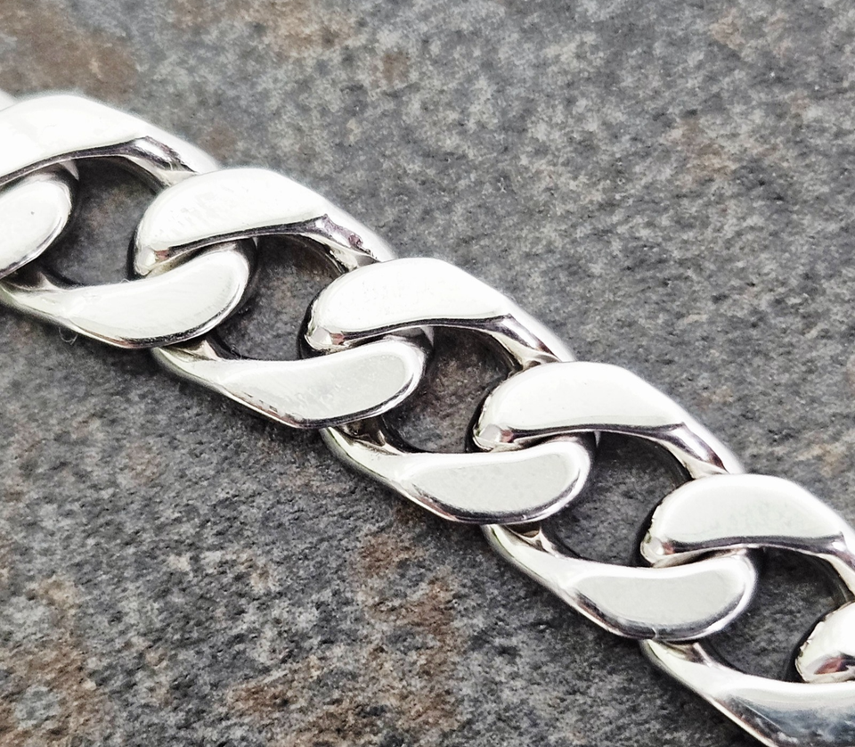 EFFY Sterling Silver Anchor Chain Bracelet Thick Curb Link Nautical 925 ...