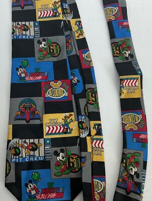 Disney Mickey Mouse Unlimited Car Racing Champ 61 Necktie Donald Goofy ...