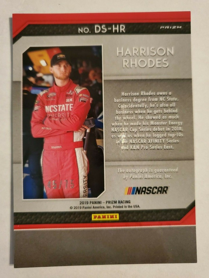 2019 Panini Prizm Racing - Driver Signatures Blue Auto 45/75 - HARRISON ...