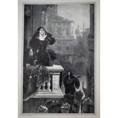 UNDER THE VENICE MOON - Louis Loeb ~ 1908 ~ Original Antique Print | eBay