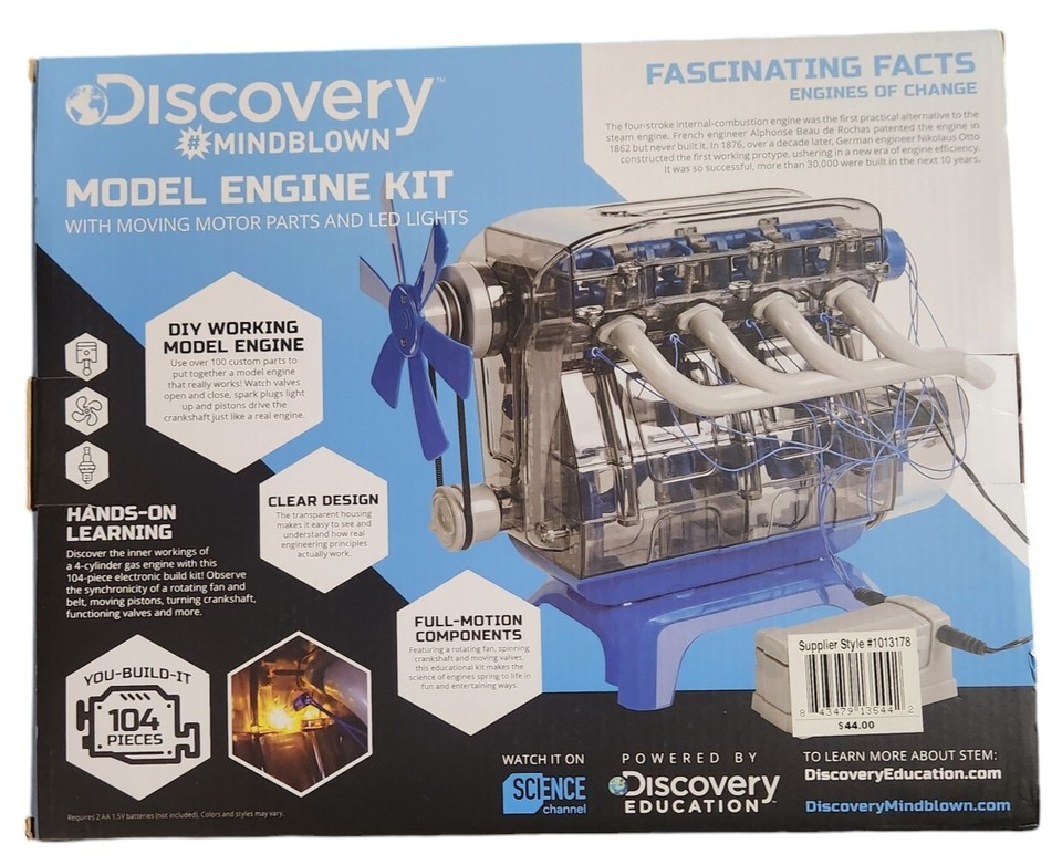 Discovery Mind Blown Model Engine Kit with Moving Motor Parts and LED ...