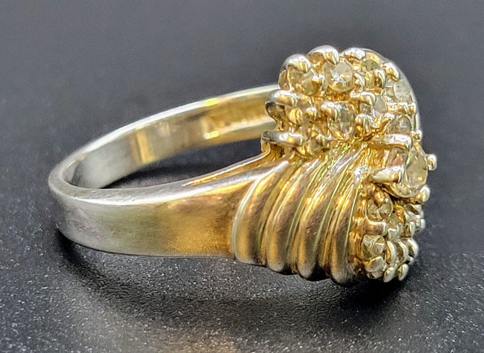 Vintage LIND Silver Plate SP Rhinestone Cluster Ring SIZE 8 Chic ...