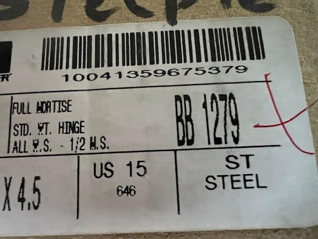 3 EA HAGER HINGE BB1279 4 1/2 X 4 1/2 US15 W/ STEEPLE TIPS USA MADE ...