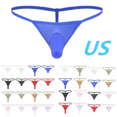 Men's Low Rise G-String Bulge Pouch Sheath Briefs T-Back Thongs ...