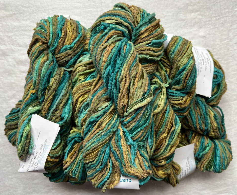 PRISM Hand Dyed Yarns "Velvet" 8 hanks Color: Sierra (Gold Greens Teal ...