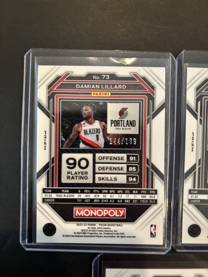 Monopoly Prizm Numbered Lot Kevin Durant Damian Lillard Jayson Tatum ...