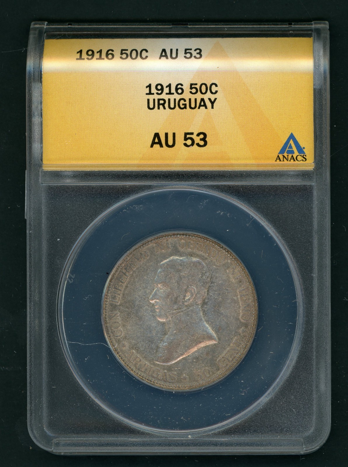 URUGAY 50C 1916 SILVER COIN SLABBED ANACS AU-53 (0.3617oz) AS SHOWN | eBay