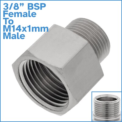 3/8" BSP Female To M14 x 1mm Male Pipe Reducer Fine Thread Nickel ...