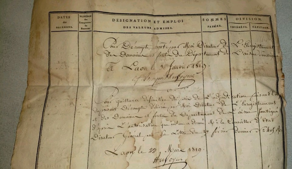 Rare 1816 FRENCH DESIGNATION EMPLOYMENT DOCUMENT | eBay
