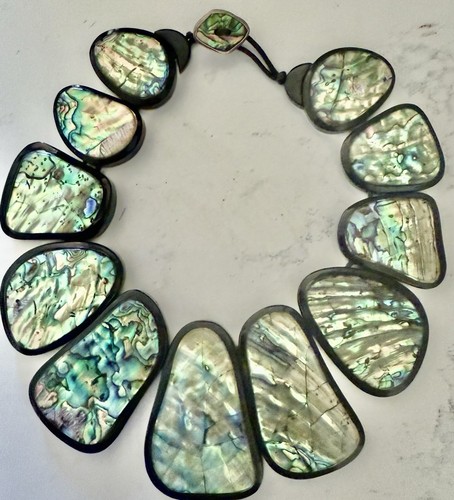 Gerda Lynggaard for Monies VTG Iridescent Abalone Collector Necklace | eBay