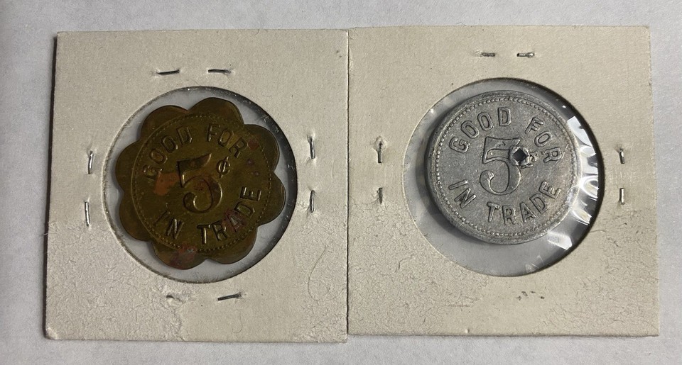 TWO NEWTON BROTHERS TOKENS BLOOMFIELD NEBRASKA GOOD FOR 5C IN TRADE | eBay
