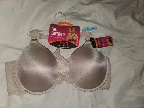 Maidenform Full Coverage Racerback Bra New Size 38C Front Closure Beige ...