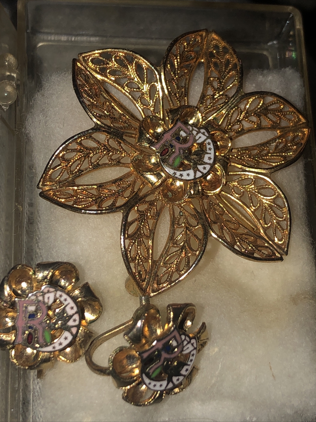 VINTAGE STUNNING SUMMER GOLD TONE RHINESTONE - Gem
