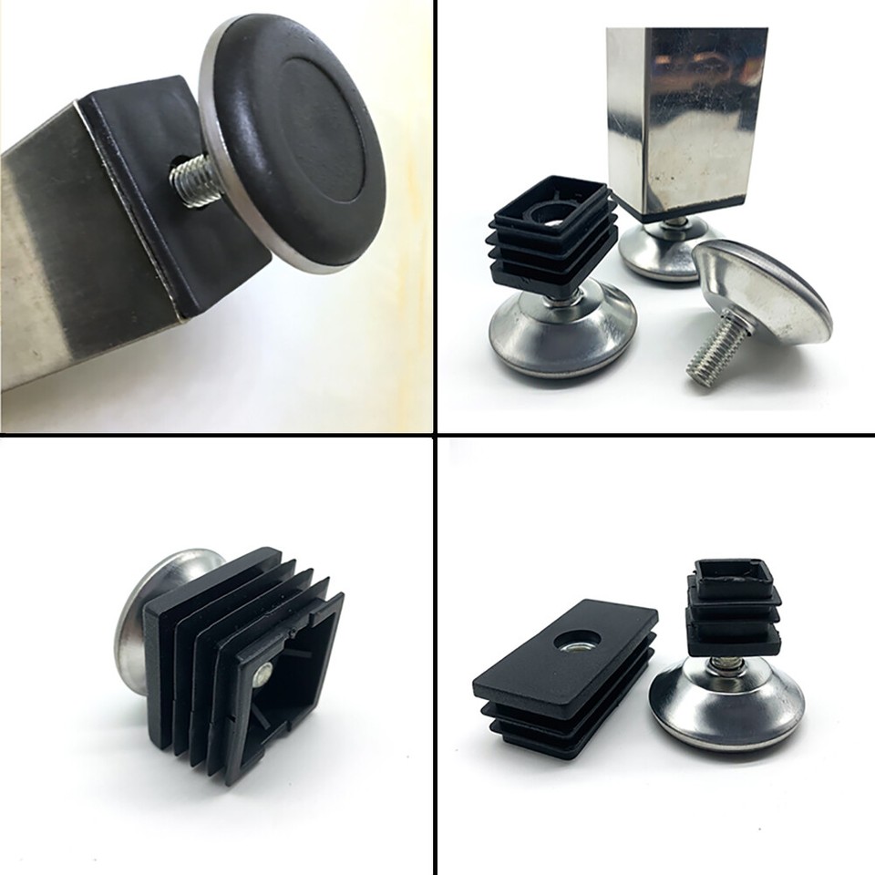 M8 Threaded Plugs Plastic Square Tube End Caps Furniture Adjustable ...