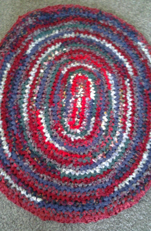 new Handmade Crocheted Rag Rug Cottage Vintage Rustic Farmhouse Style ...