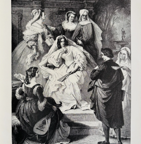 1902 Leonora d'Este & Tasso Wood Engraving Goethe Torquato Tasso ...