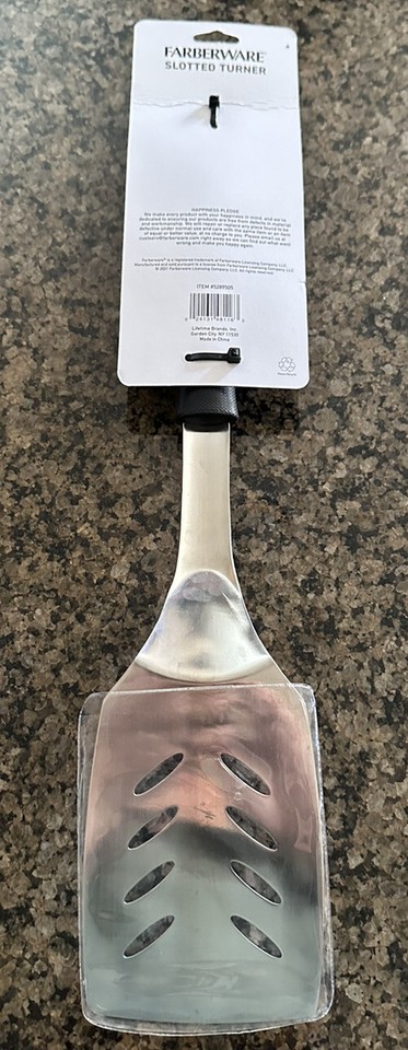 Farberware Barbecue Slotted Metal Turner Spatula Black Handle Grilling ...