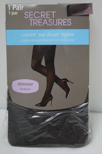 NEW Womens Secret Treasures Control Top Fashion Tights Size 3 Black ...