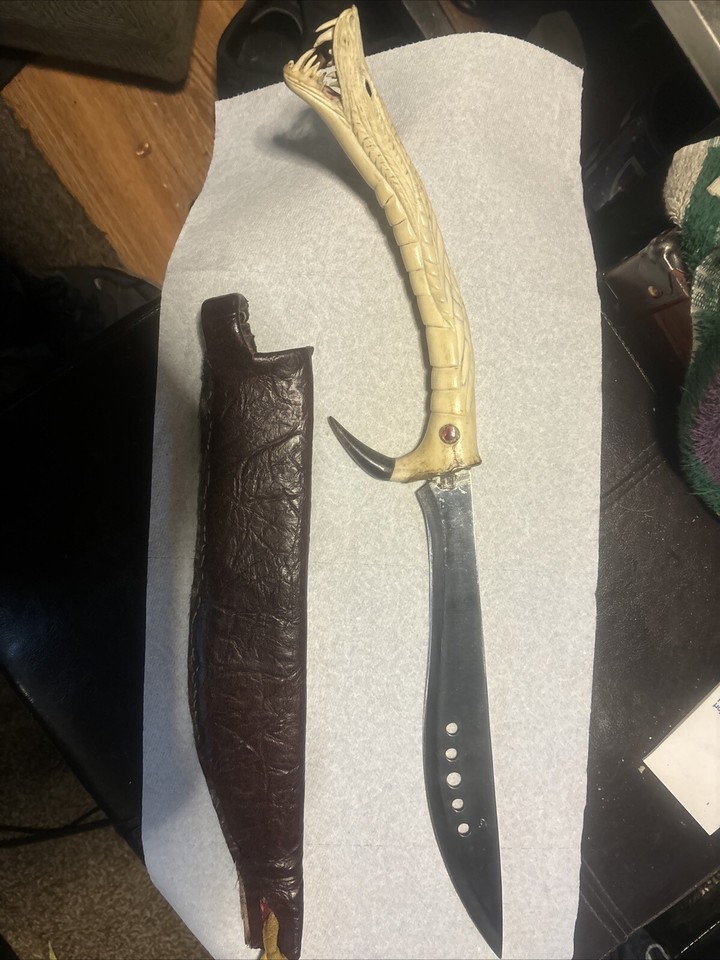 Custom Made Hand Carved Out Of Deer Antler One Of A Kind Short Sword | eBay