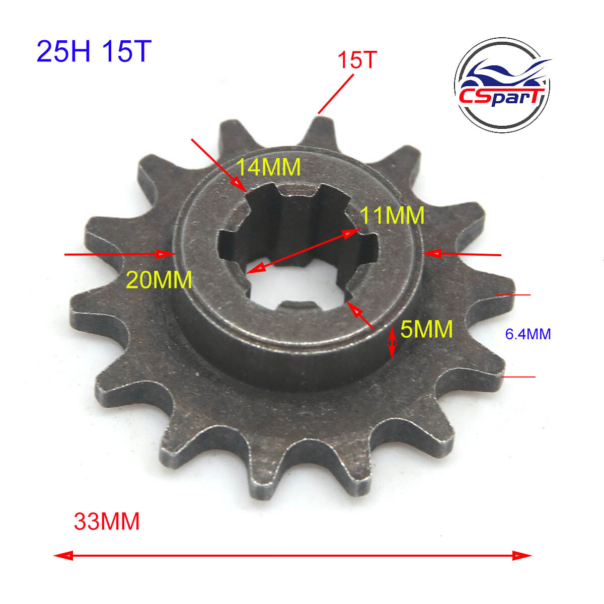 T8F 25H Front Sprocket for 2 Stroke 47cc 49cc Mini Moto Pocket ATV Dirt ...