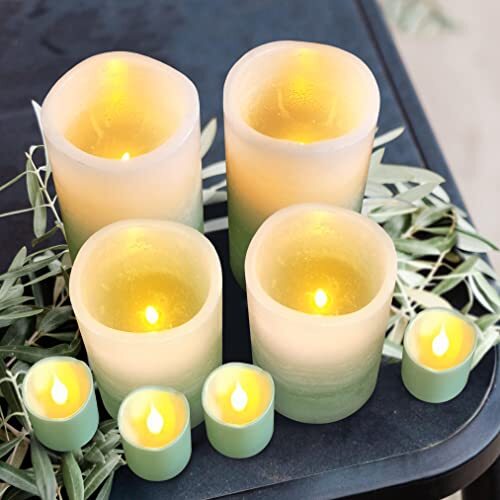 Green Candles Flameless Led Candles W/ Remote Control Set Of 8 Led ...