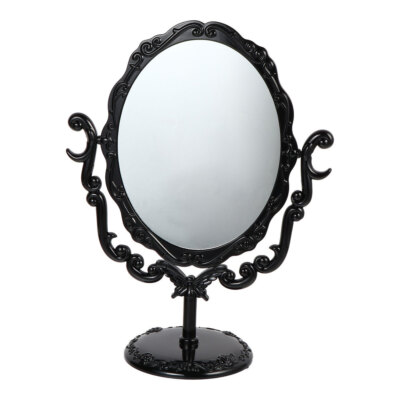 Retro Makeup Mirror Black Desktop Cosmetic Mirror Rotating Design for ...