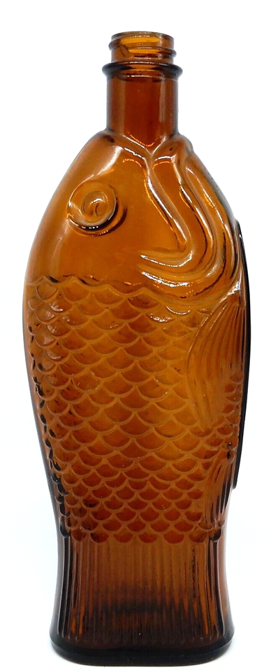 Vintage Dr. Fisch’s Bitters Cod Liver Oil Amber Fish Shaped Bottle 10 ...