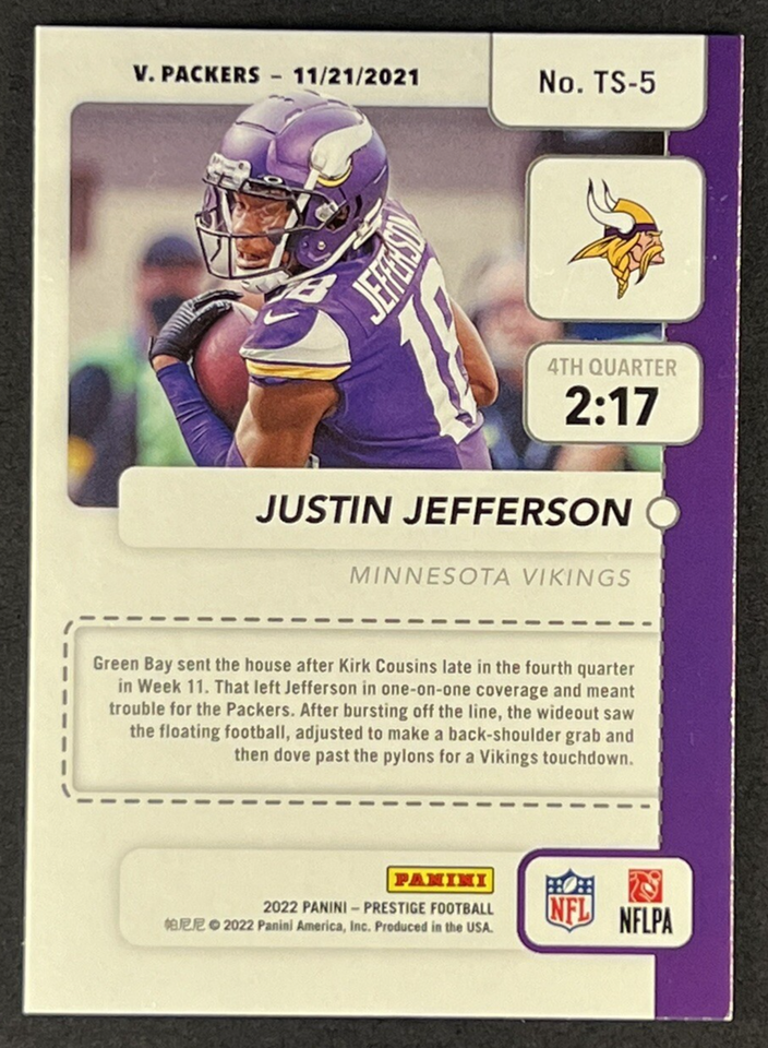 Justin Jefferson 2022 Panini Prestige - Time Stamped #TS-5 Minnesota ...