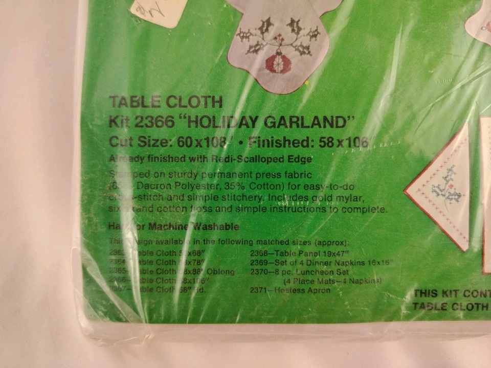 Bucilla Christmas Needlecraft Table Cloth Kit Vtg 58 x 106 New Cross ...