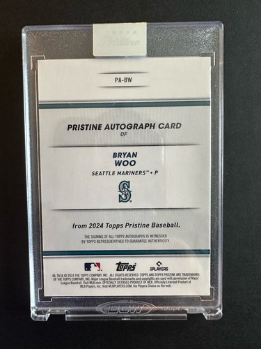 2024 Topps Pristine Bryan Woo Rookie Autograph Auto RC #PA-BW Mariners ...