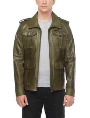 Military's Jacket Olive Genuine Leather Men's Wear 100% Handmade ...