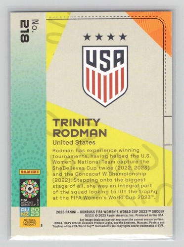 2023 Panini Donruss FIFA Women's World Cup - Silver #218 Trinity Rodman ...