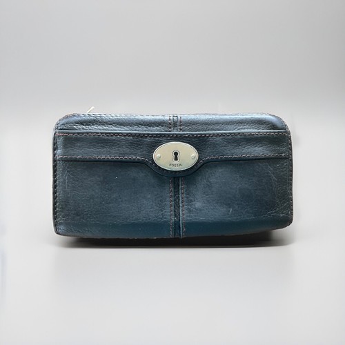 Fossil Vintage Black Leather Maddox Zipper Keyhole Wallet See Pic ...