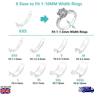Invisible Clear Ring Size Reducer Resizer Adjuster Clip Guard 8 Piece ...