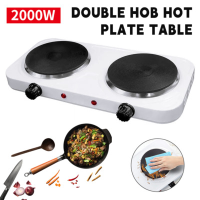 2000W Electric Hot Plate Cooker Double Portable Table Top Kitchen Hob ...